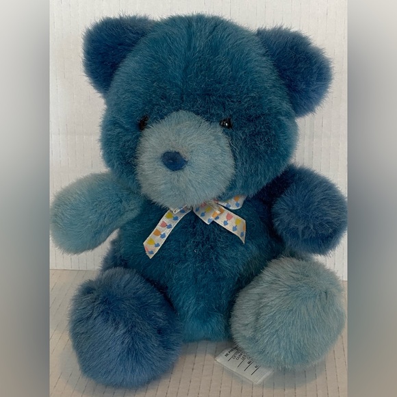Sears | Toys | Vintage Sears Dark And Light Blue Bear Plush Rattle ...